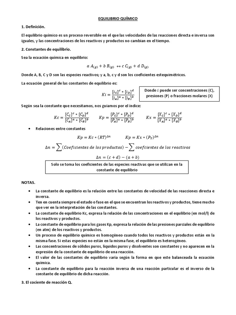 Formulario 2do Parcial | PDF | Equilibrio químico | Ácido