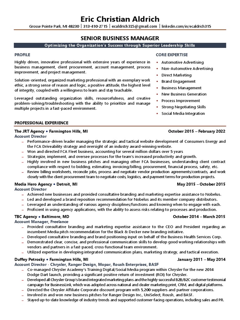 Eric Aldrich Resume 1644924779 PDF | PDF | Marketing | Marketing Communications