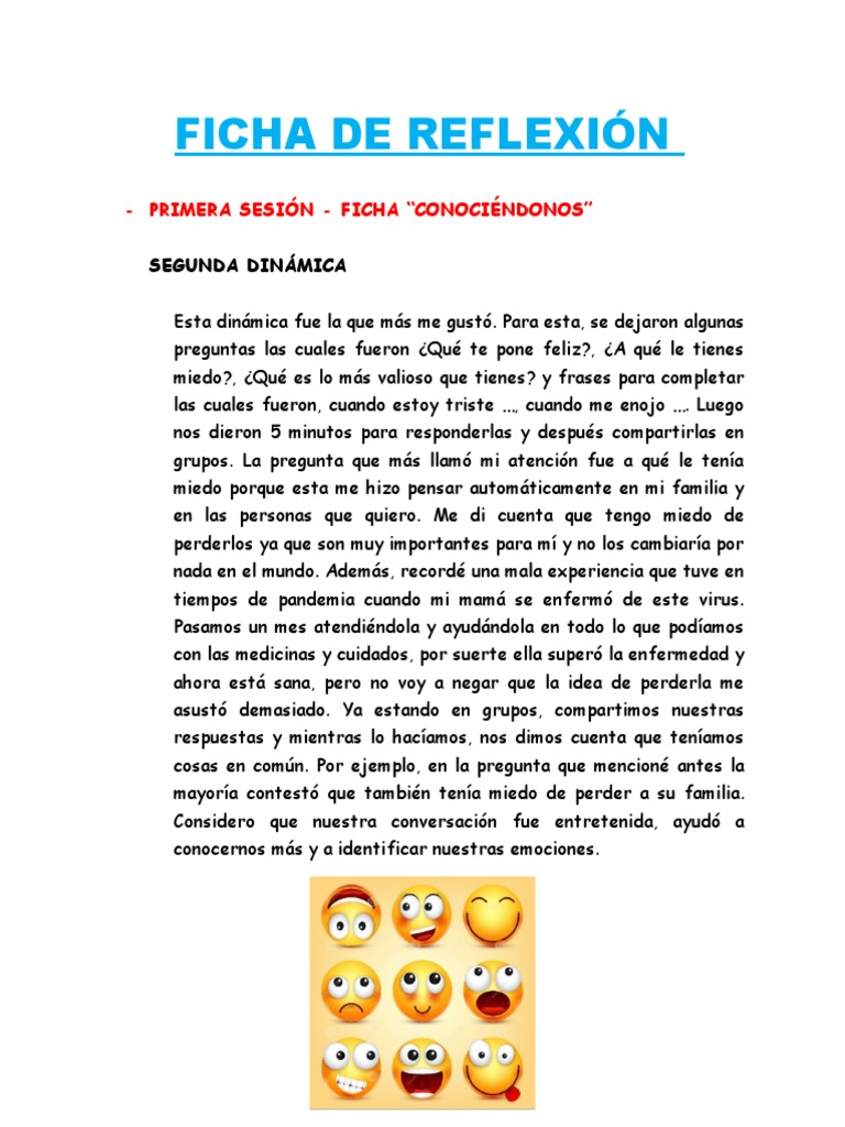 Ficha de Reflexión 1 Conociéndonos | PDF