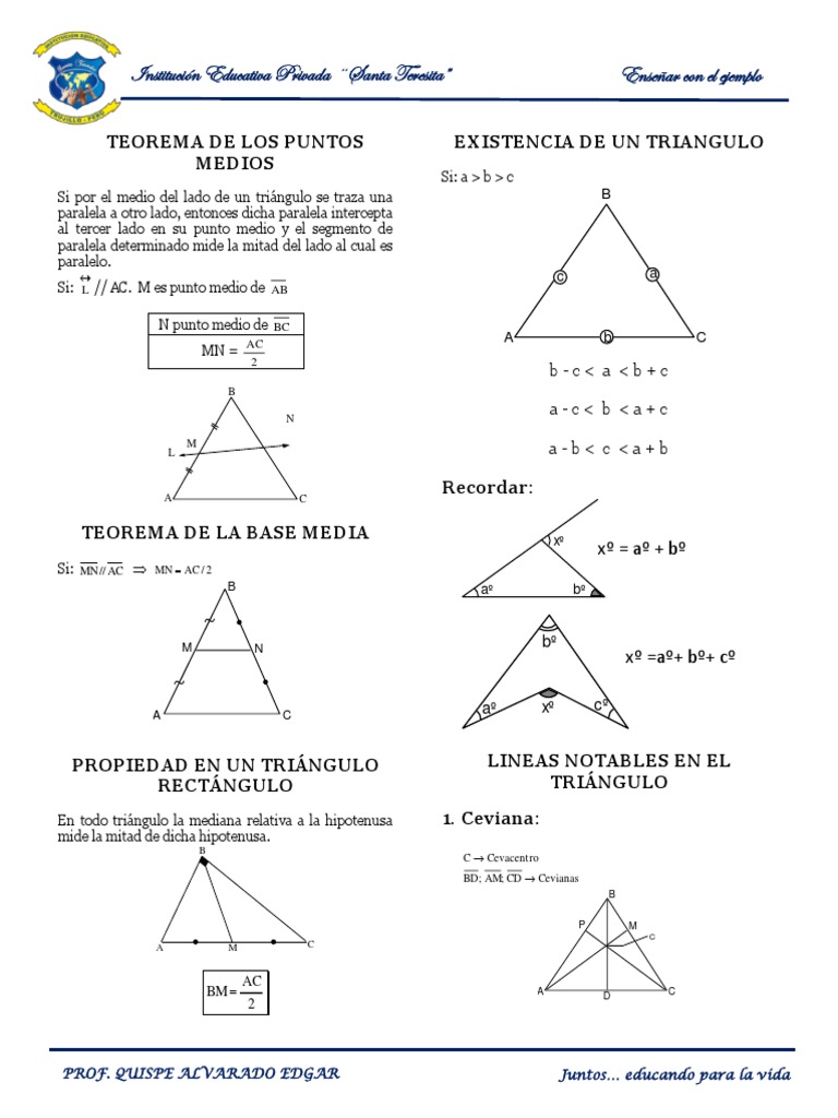 Teoremas y Problemas de Triángulos | PDF | Triángulo | Geometría triangular