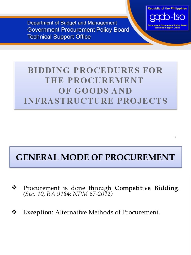 Bidding Procedure For Goods and Infrastructure | PDF | Joint Venture ...