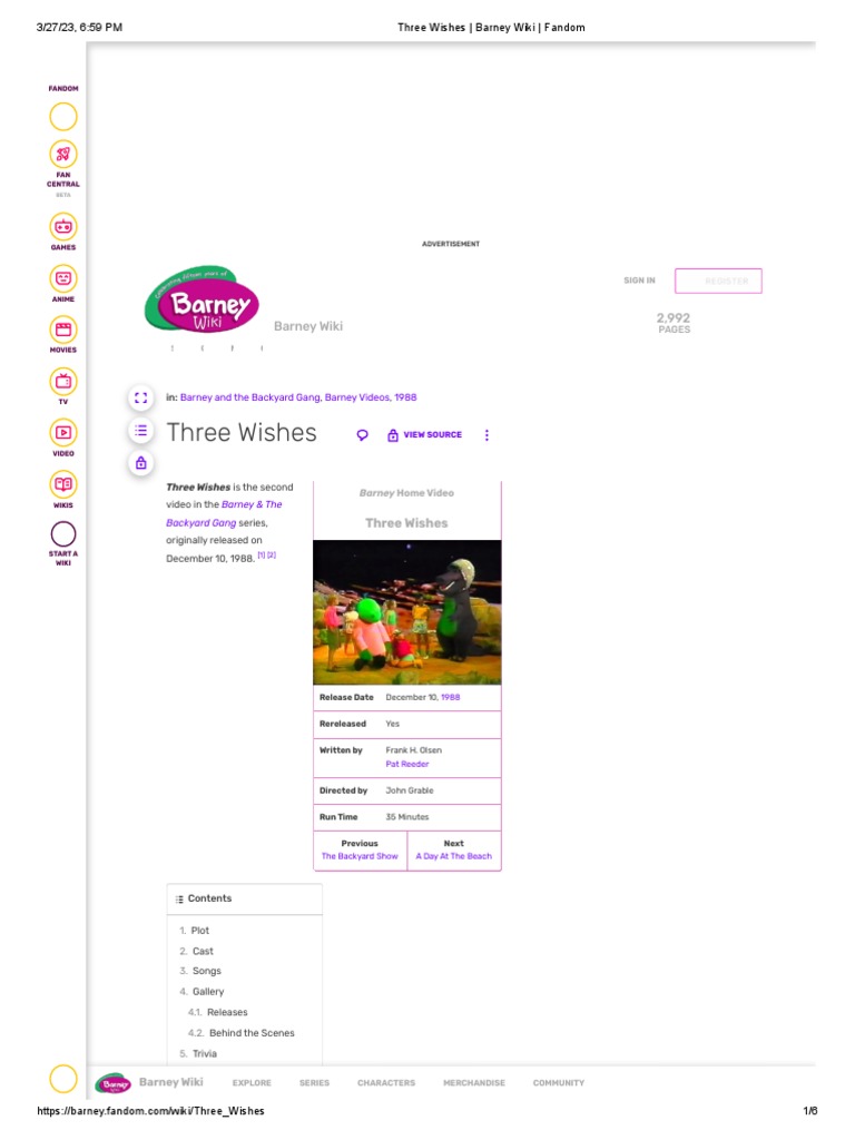 Three Wishes - Barney Wiki - Fandom | PDF | Fandom