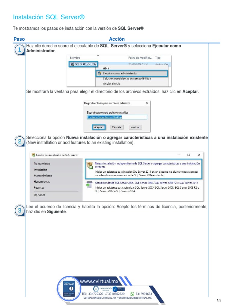 Paso 1 Manual Instalación SQL Server® | PDF | Servidor SQL de Microsoft ...