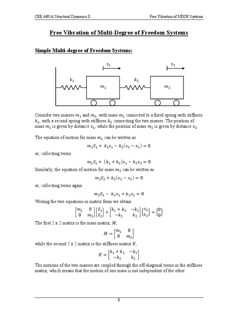 Analysis Of Free Vibration In Multi Degree Of Freedom Systems Pdf