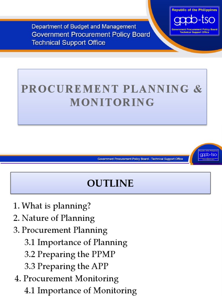 Procurement Planning and Monitoring Guide | PDF | Procurement | Budget