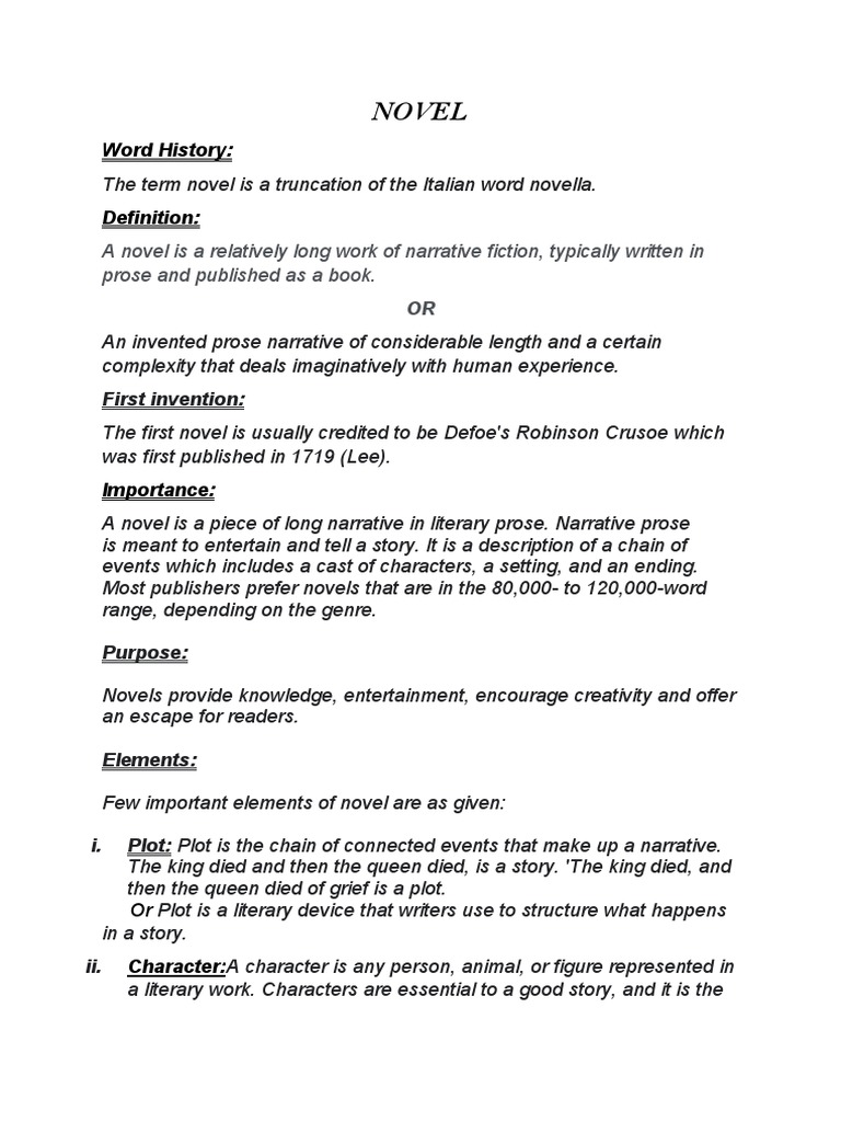 Novel Elements | PDF | Narrative | Novels