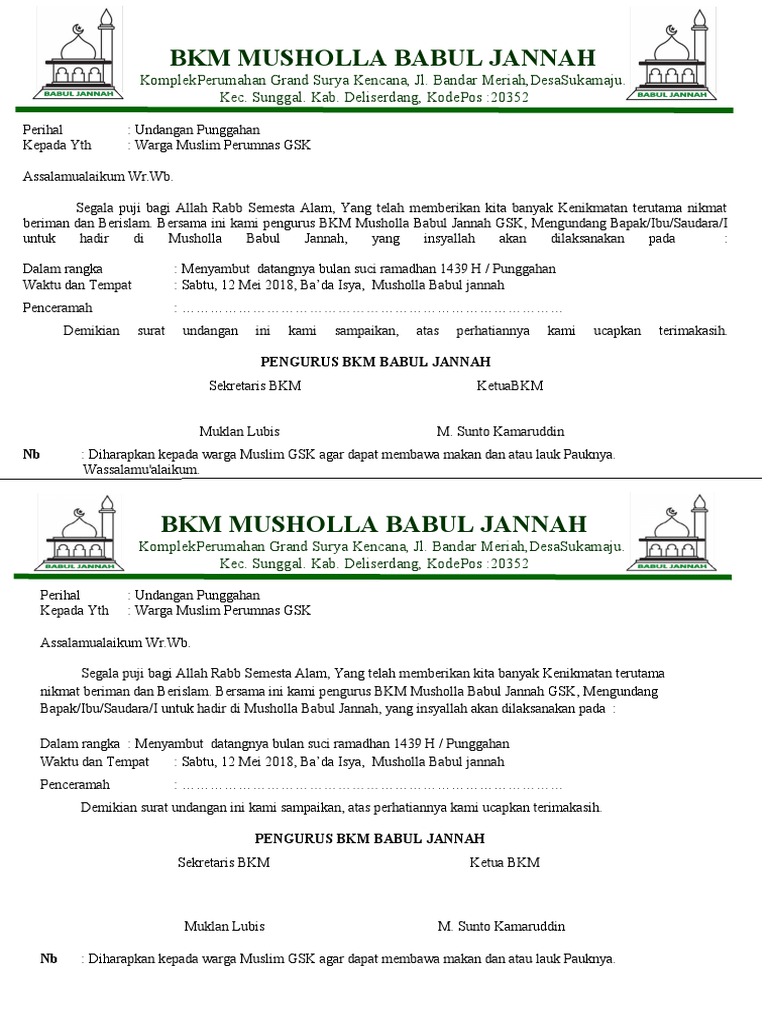 Surat Undangan BKM | PDF
