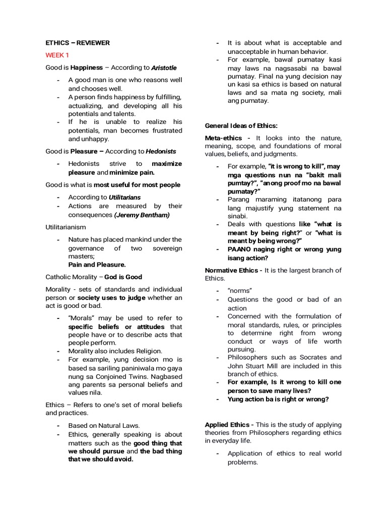 Ethics Reviewer | PDF | Morality | Applied Philosophy