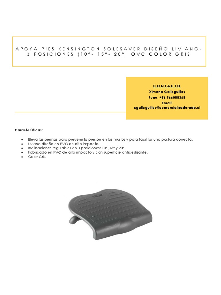 Apoya Pies Kensington Solesaver Diseño Liviano - 3 Posiciones (10° - 15 ...