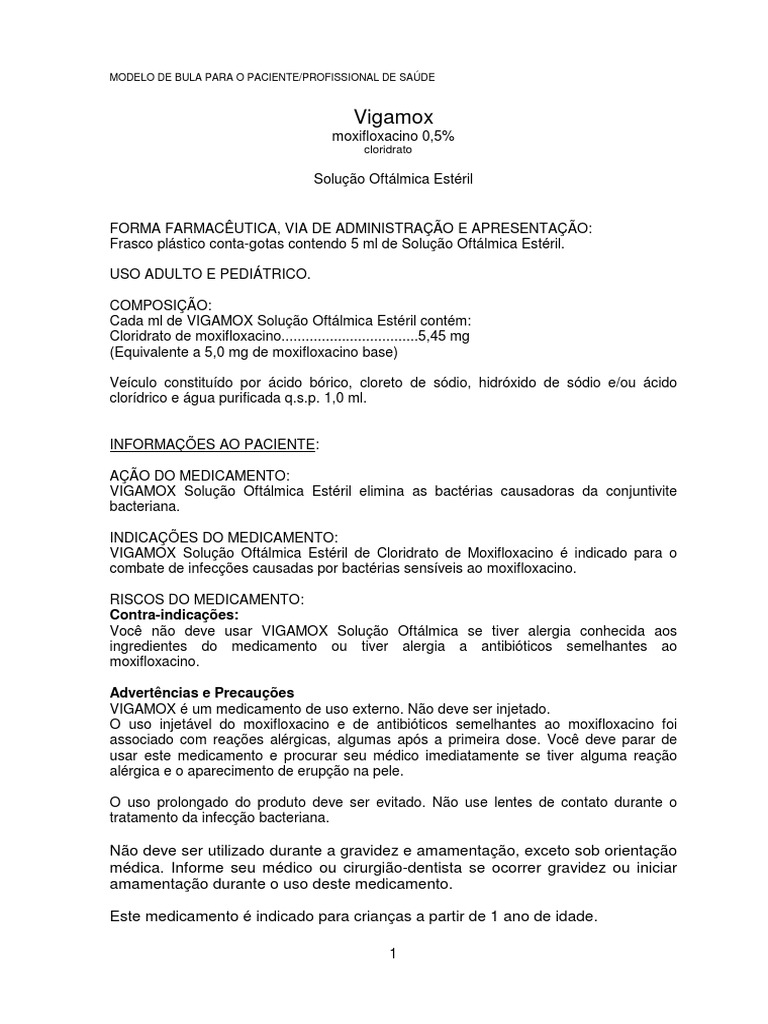 Bula do Colírio Vigamox | PDF | Gravidez | Bactérias