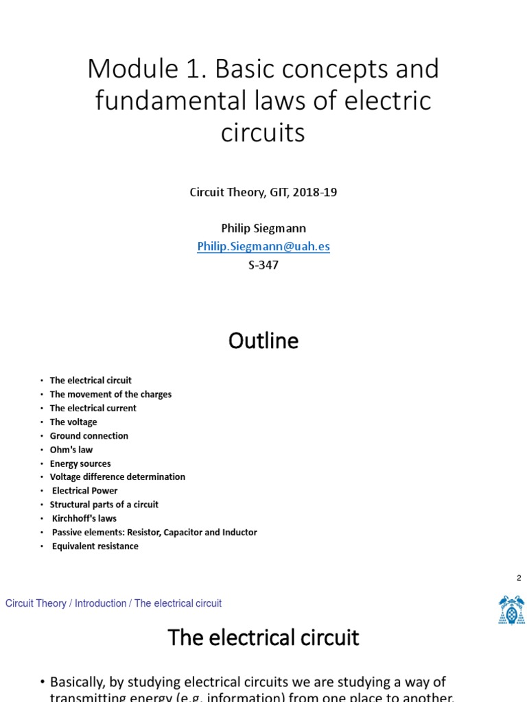 Basic Concepts and Fundamental Laws of Electric Circuits PDF | PDF ...