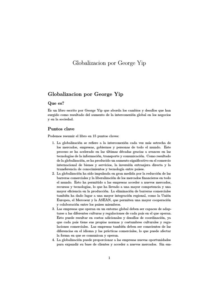 Globalizacion Por George Yip | PDF | Globalización | Mercado (economía)