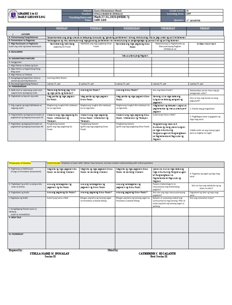 DLL - Epp 4 - Q3 - W7 | PDF