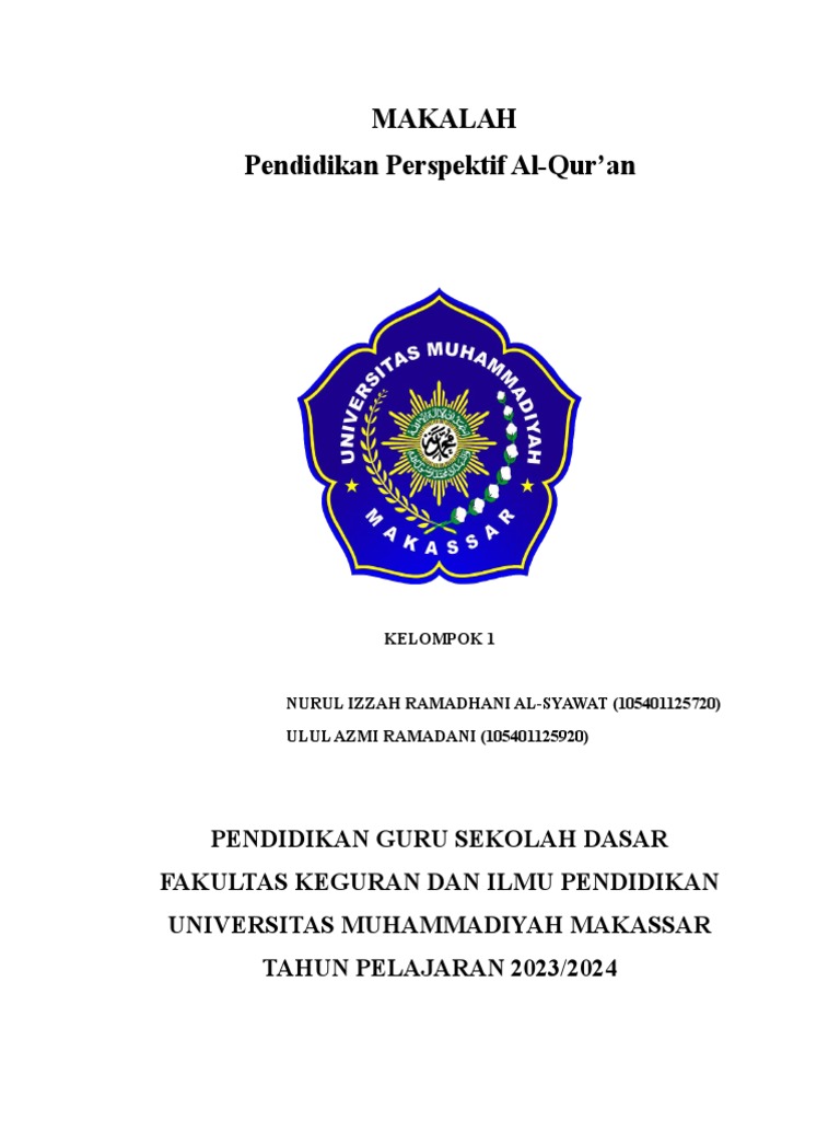 Makalah Kelompok I - Pendidikan Perspektif Al-Qur'an | PDF