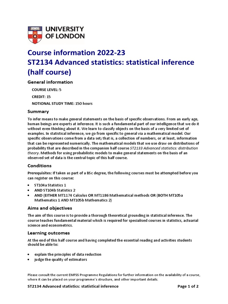 Advanced Statistical Inference Course | PDF | Statistics | Statistical Inference