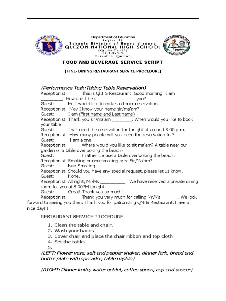 FBS Script | PDF | Drink | Tableware