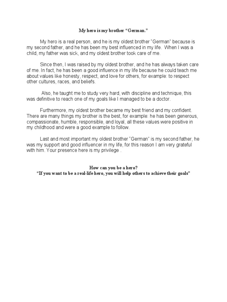 My Hero Is My Brother | PDF