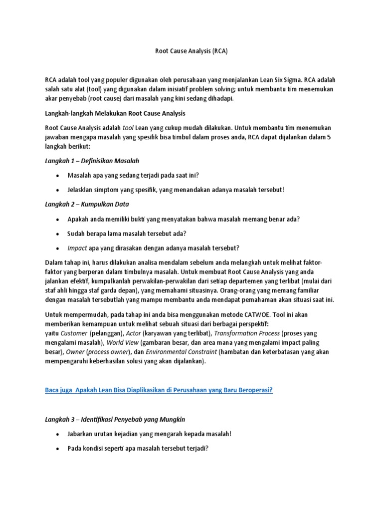 Root Cause Analysis | PDF