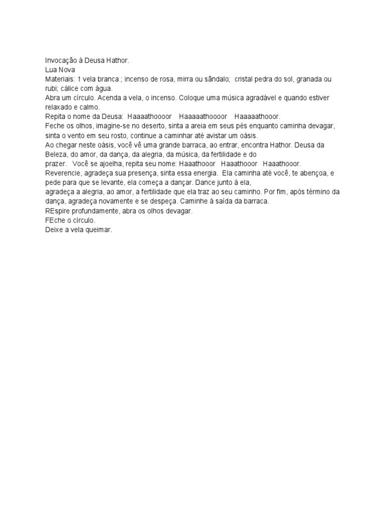 Invocação à Deusa Hathor | PDF