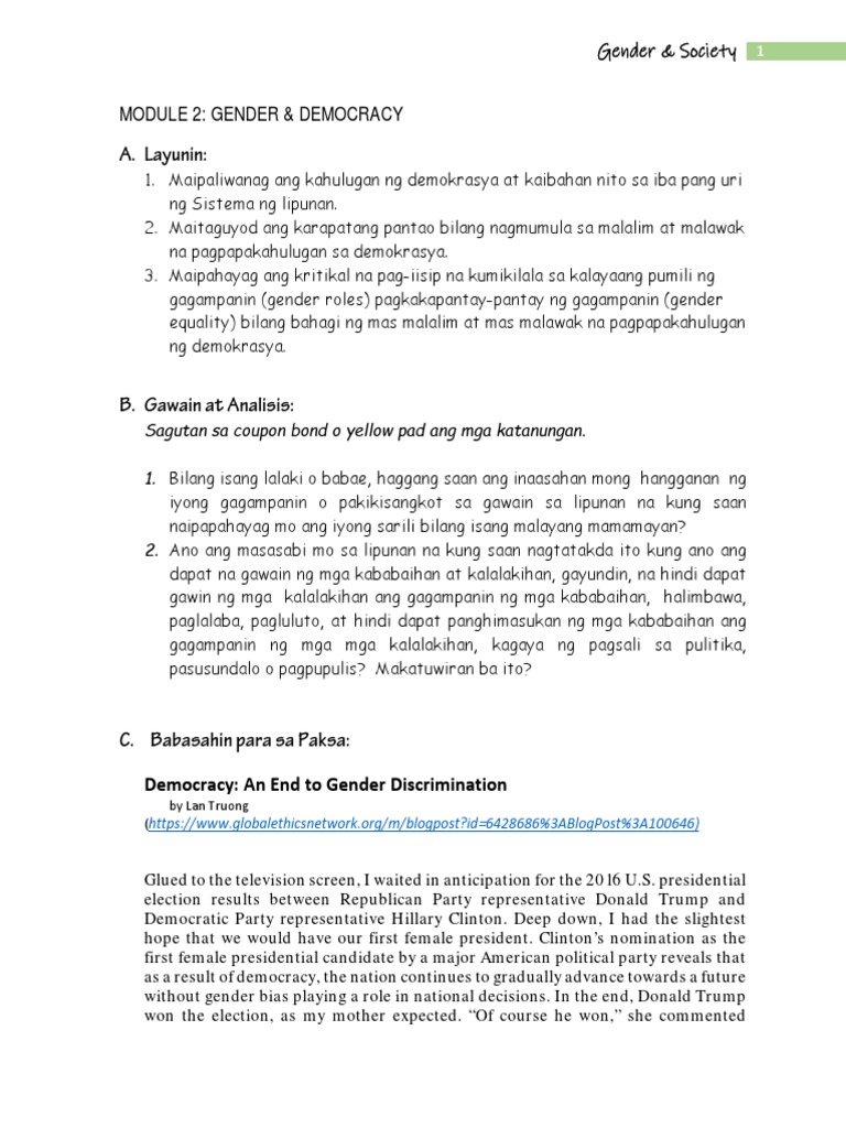 Gender-Society Module 02 | PDF | Democracy | Political Ideologies