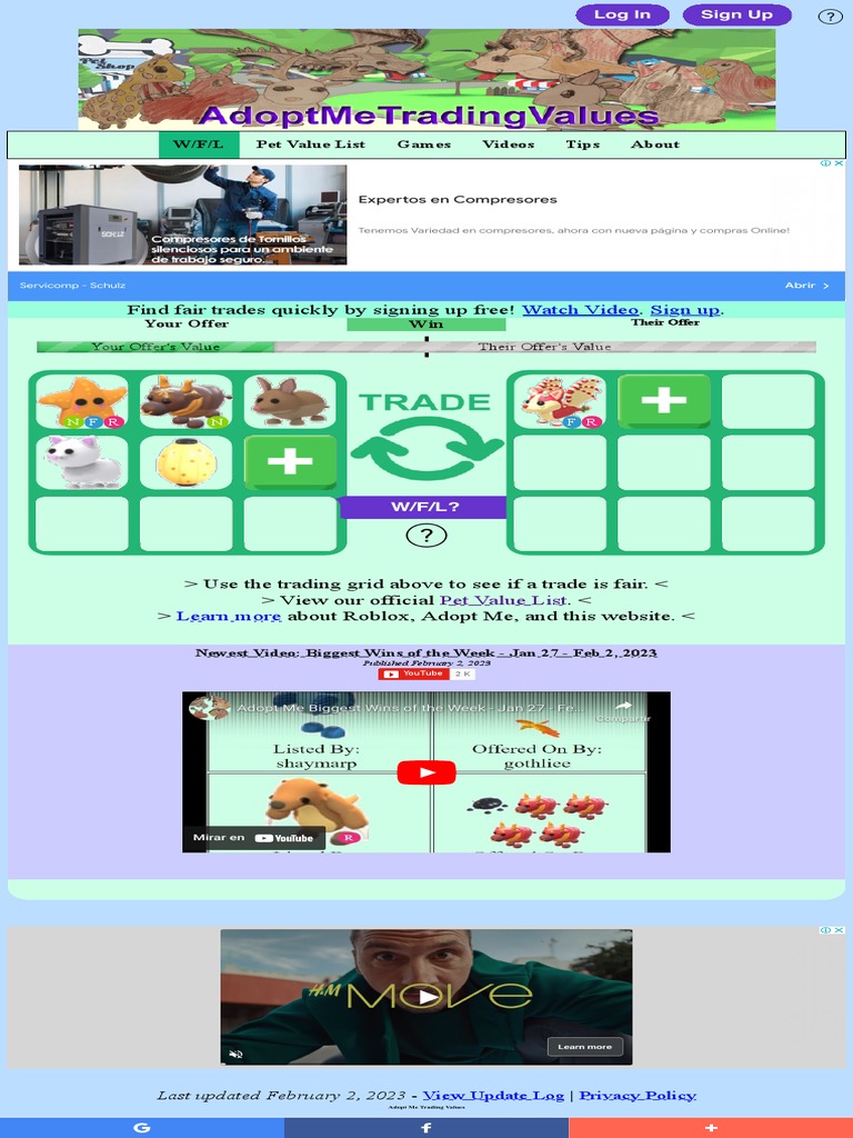 Roblox Adopt Me Trading Values - Win Fair Lose WFL 2 | PDF