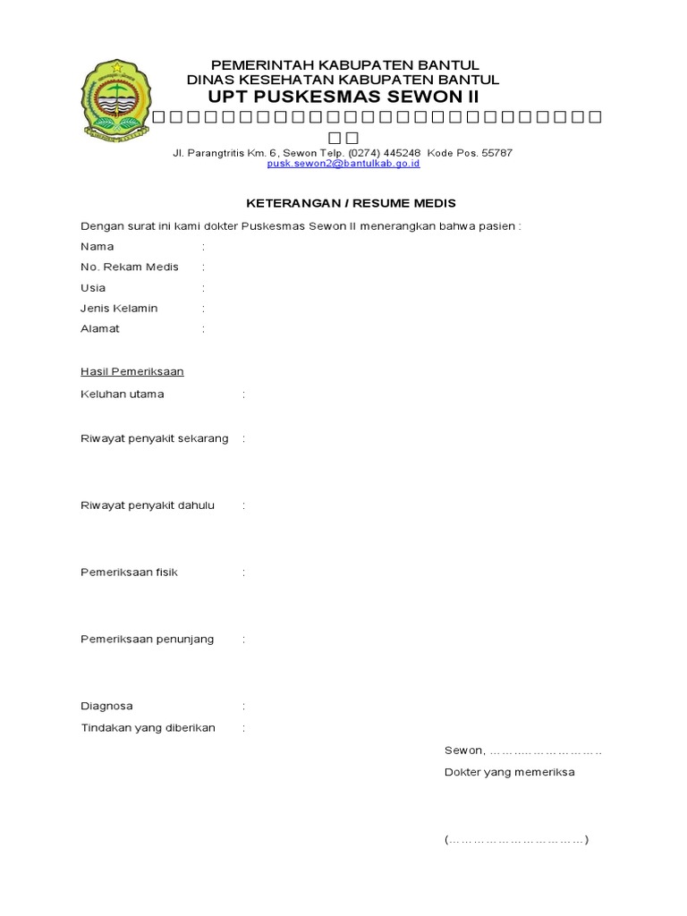 Surat Keterangan Medis-Resume Medis | PDF