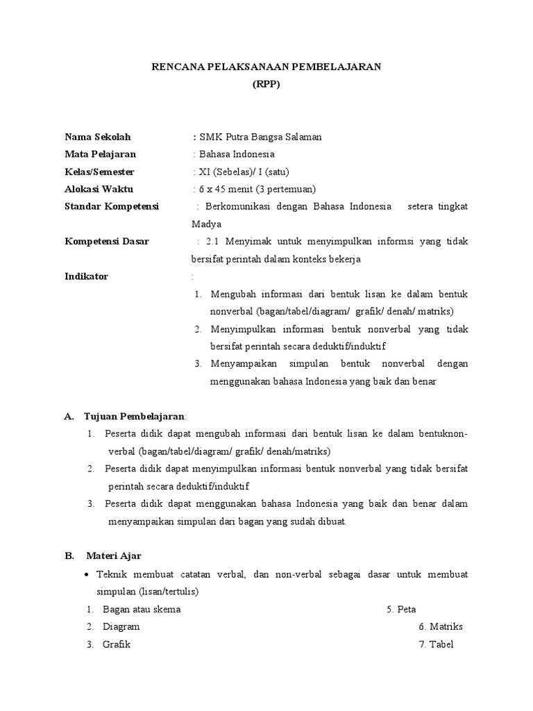 RPP Kelas Xi | PDF