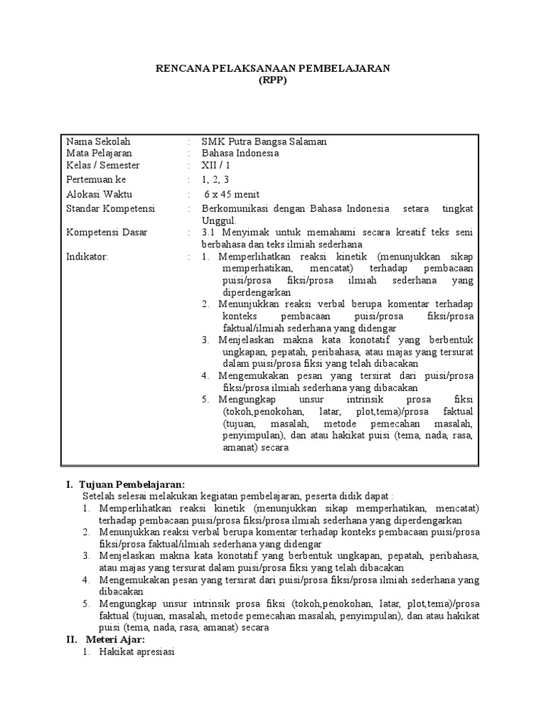 RPP Kelas XII | PDF