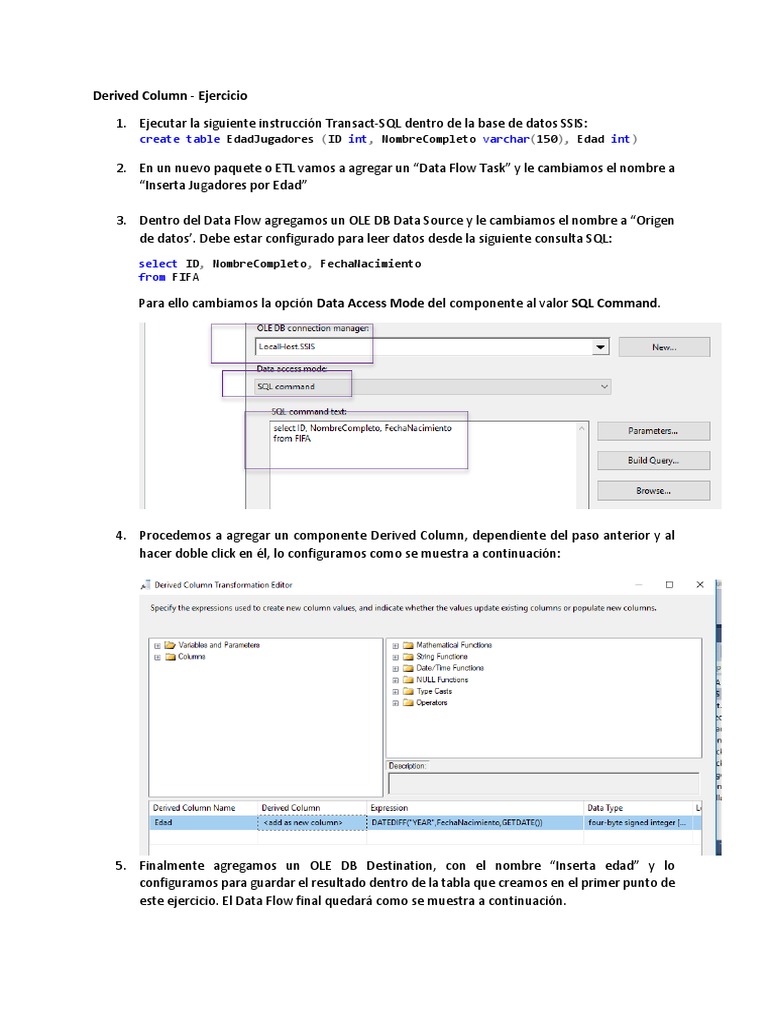 Ejercicio de Derived Column en SSIS | PDF | Métodos y materiales de ...