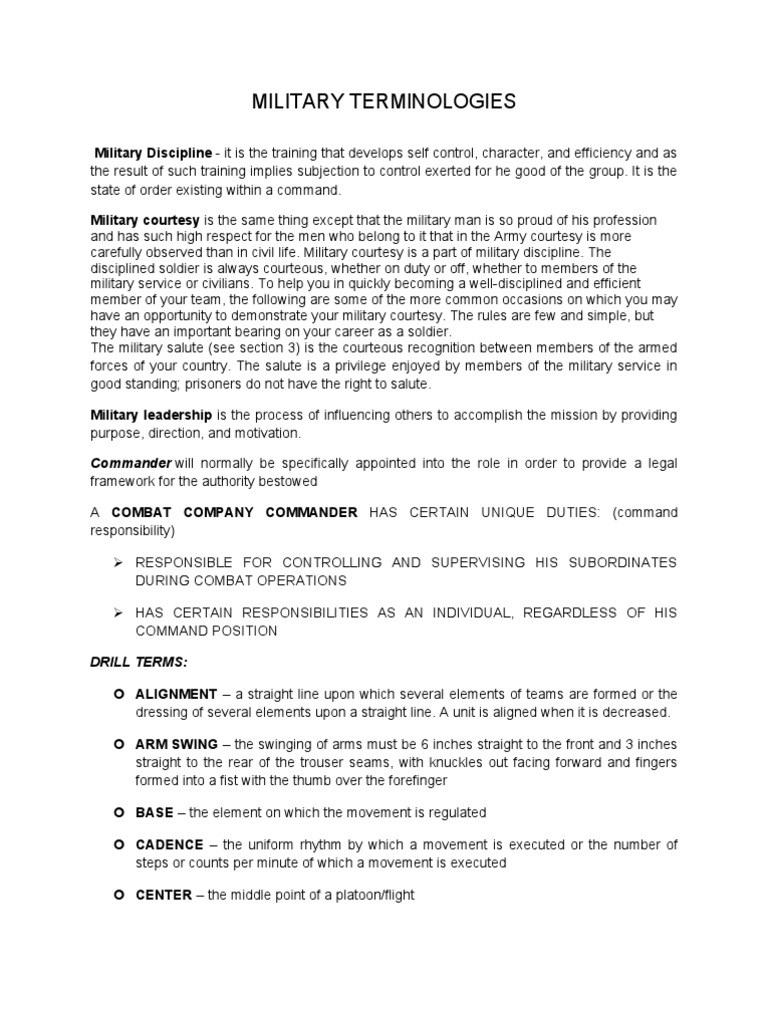 Military Terminologies and Concepts | PDF | Military Organization ...
