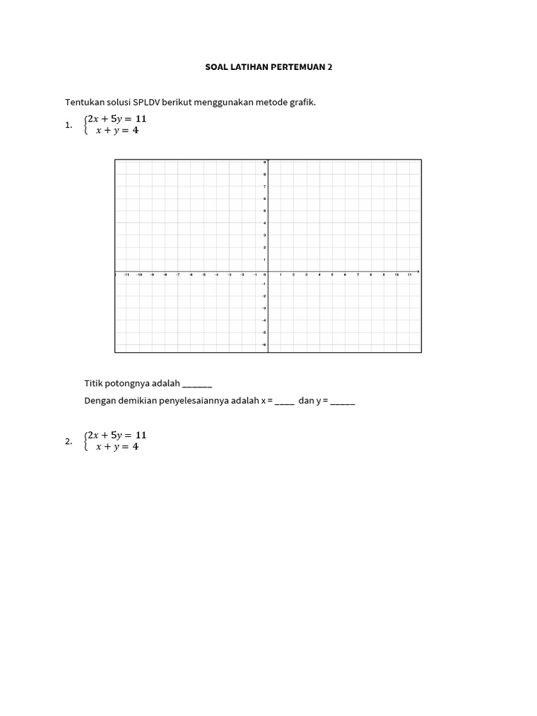 Soal Latihan - SPLDV Metode Grafik | PDF