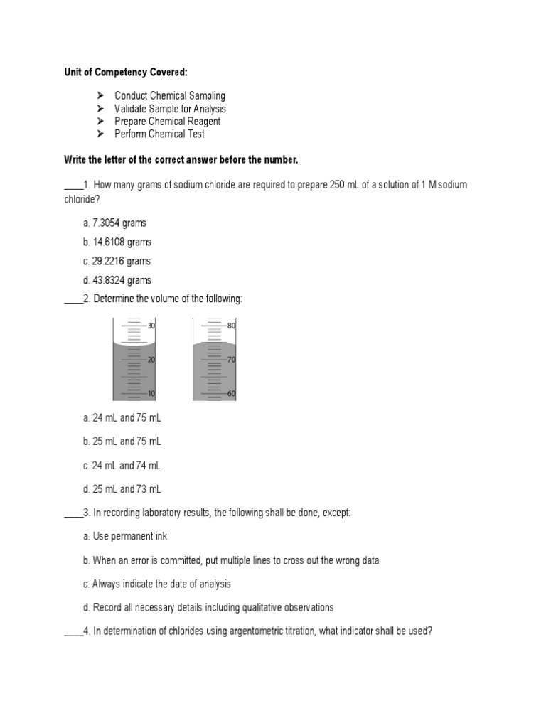 Chemical Analysis Procedures and Calculations | PDF | Titration | Chemistry