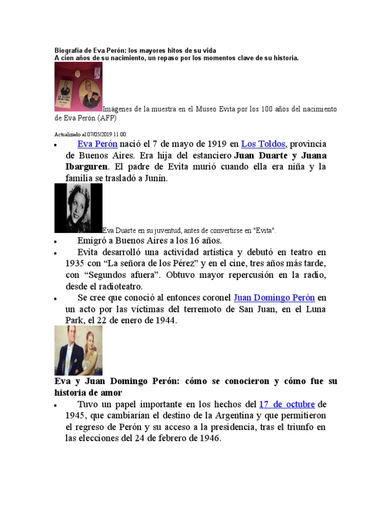 Biografía de Eva Perón | PDF | Argentina