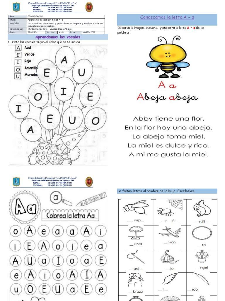 Aprendamos Las Vocales - Letra - A-A 1 | PDF