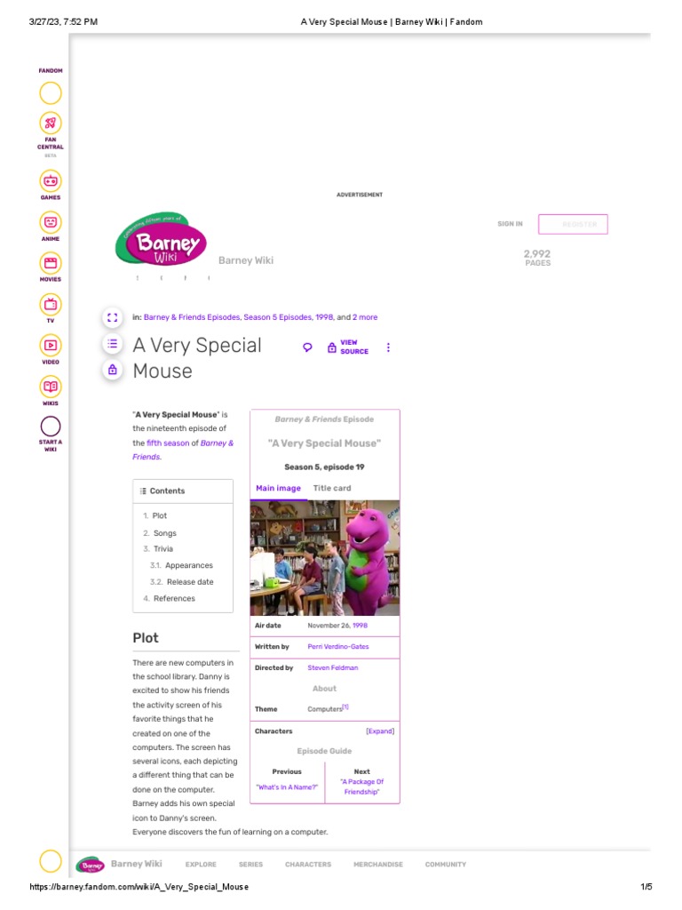 A Very Special Mouse - Barney Wiki - Fandom | Download Free PDF | Fandom