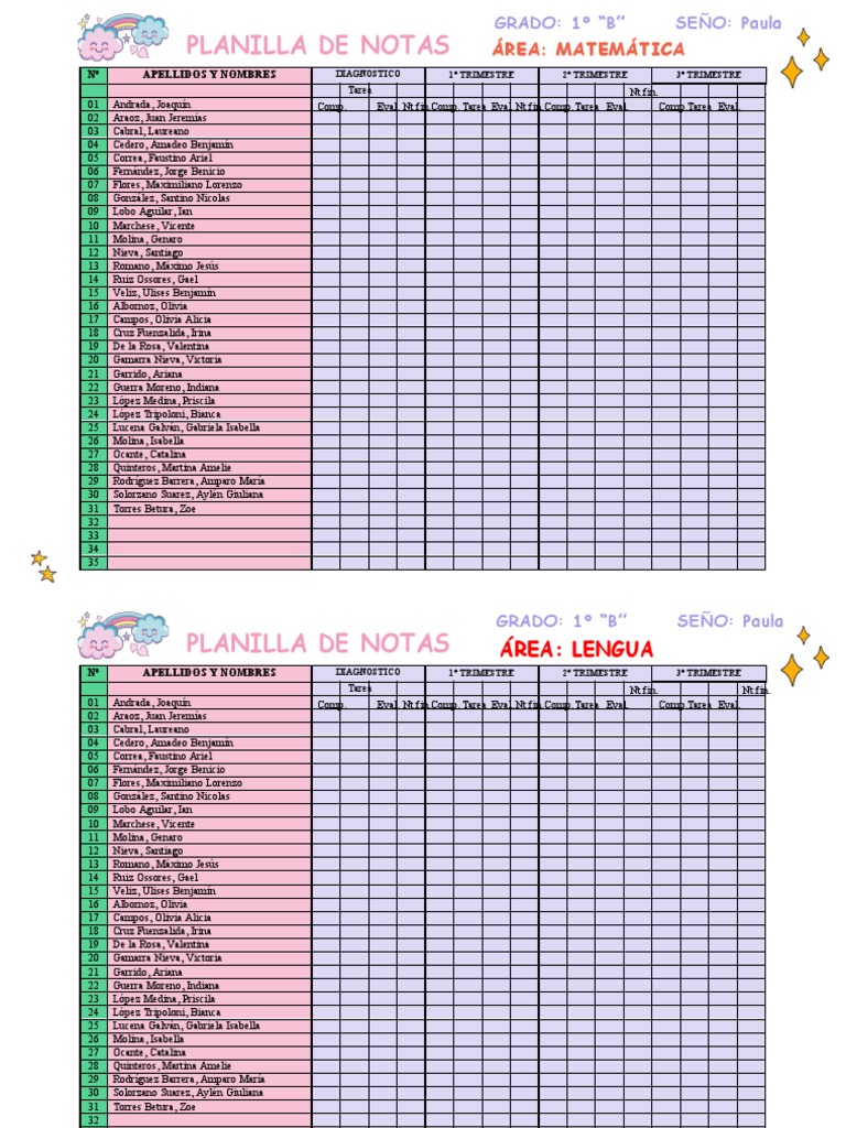 Planilla Notass | PDF