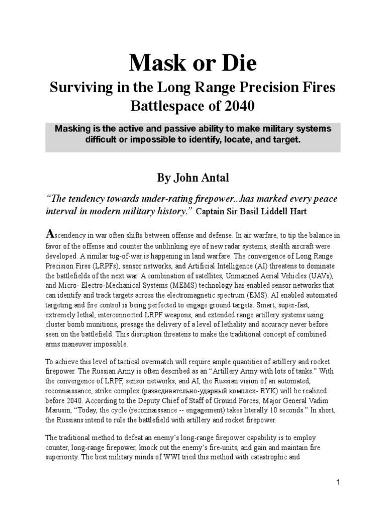 Mask or Die in The LRPF Battlespace of 2040 - by John Antal | PDF ...