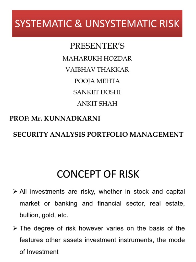 Systematic Unsystematic Risk | PDF