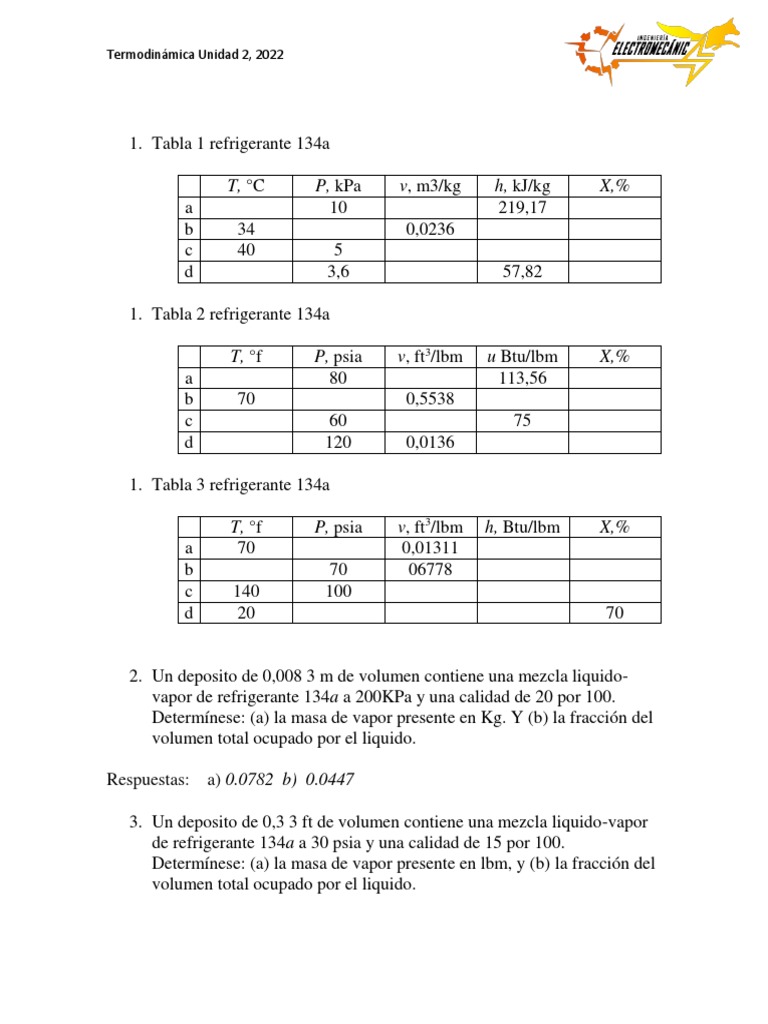 Termo Ejer U2 | PDF | Vapor de agua | Gases
