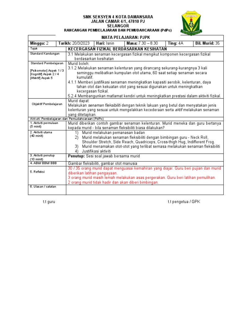 RPH Contoh KSSM 3 2023 2024 | PDF