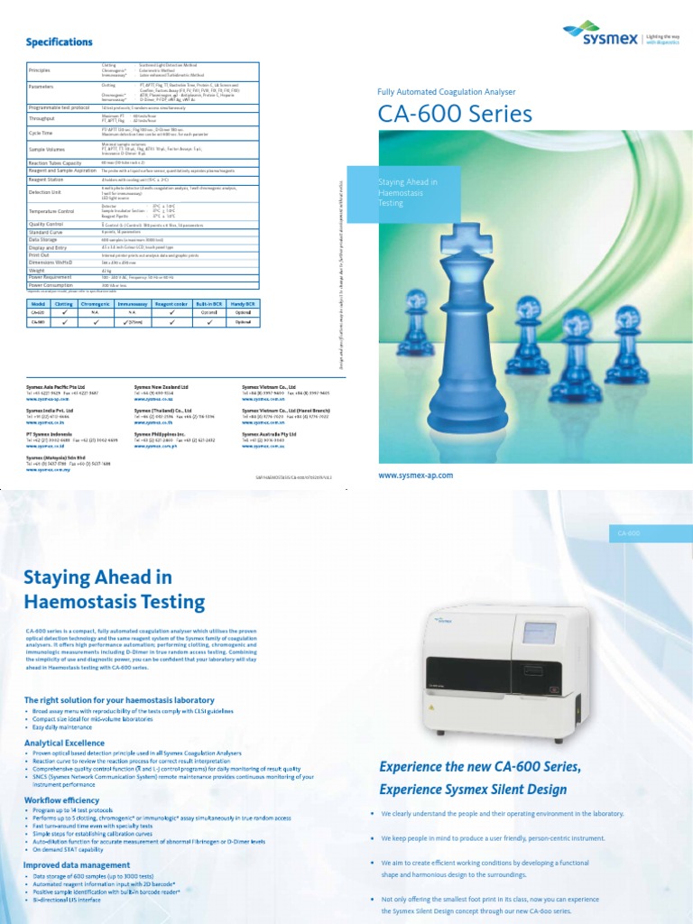 05 Brochure CA-660 - P | PDF | Coagulation | Immunoassay