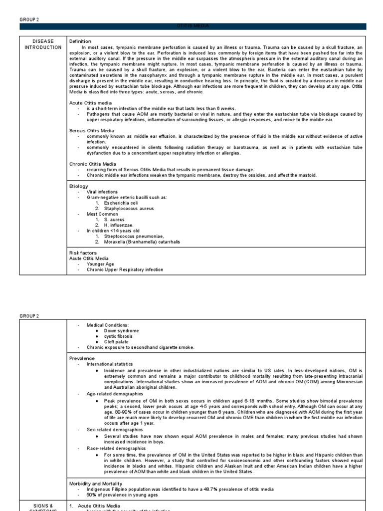 Group 2 - Study Guide | PDF | Ear | Diseases And Disorders