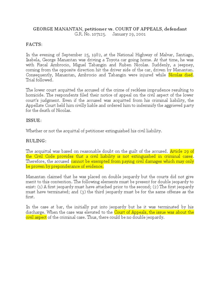 GEORGE MANANTAN V CA | PDF