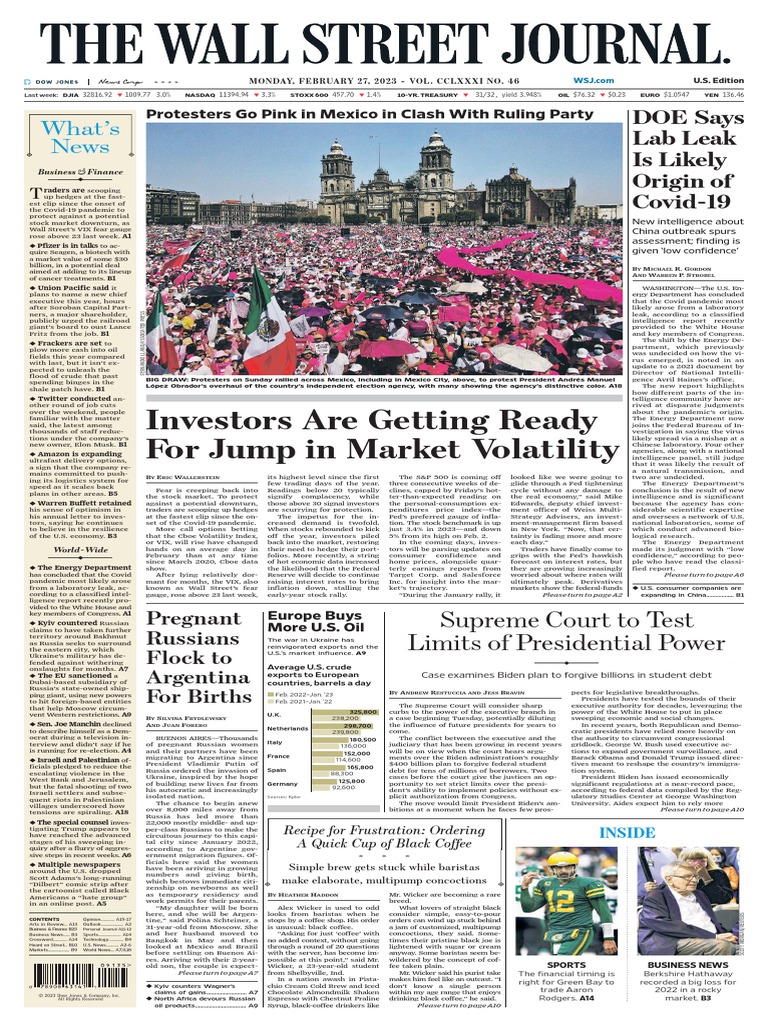 WSJ - February.27.2023 PDF | PDF | Vix | Investing