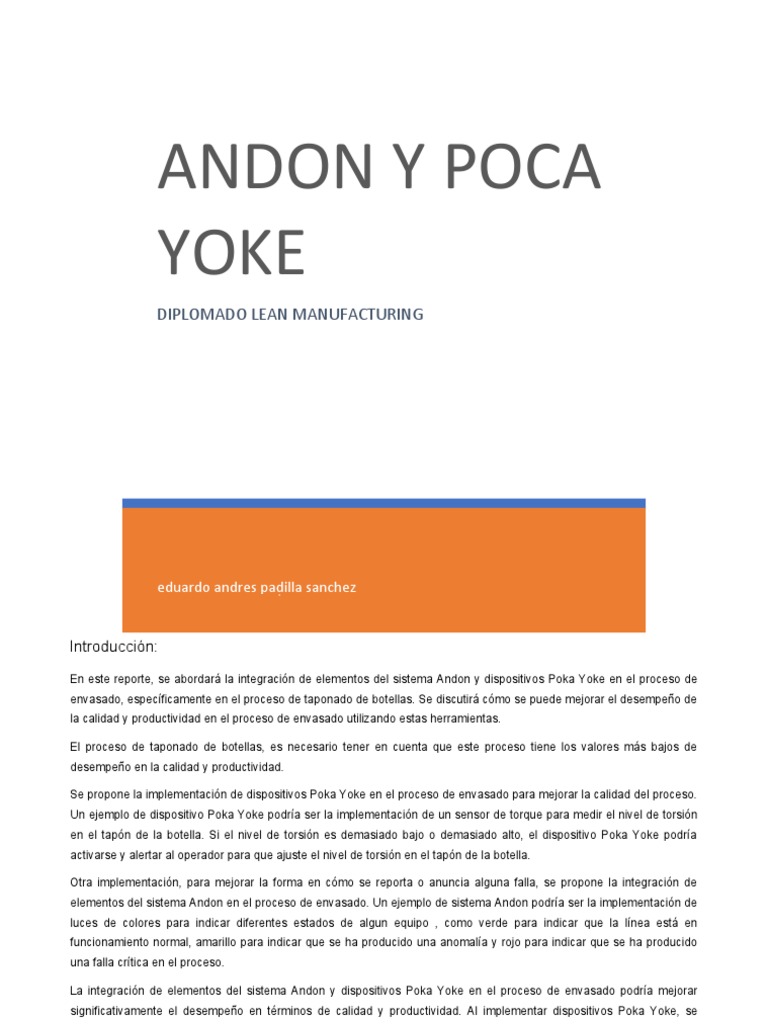 Mejora de Taponado con Poka Yoke y Andon | PDF | Tecnología