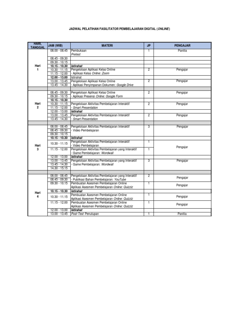 Jadwal Pelatihan FPD Online | PDF
