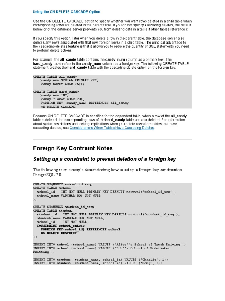 Delete Cascade | PDF