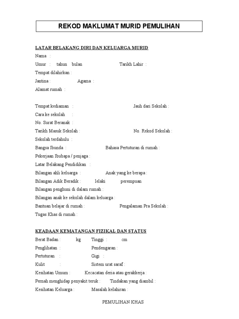 Maklumat Murid | PDF
