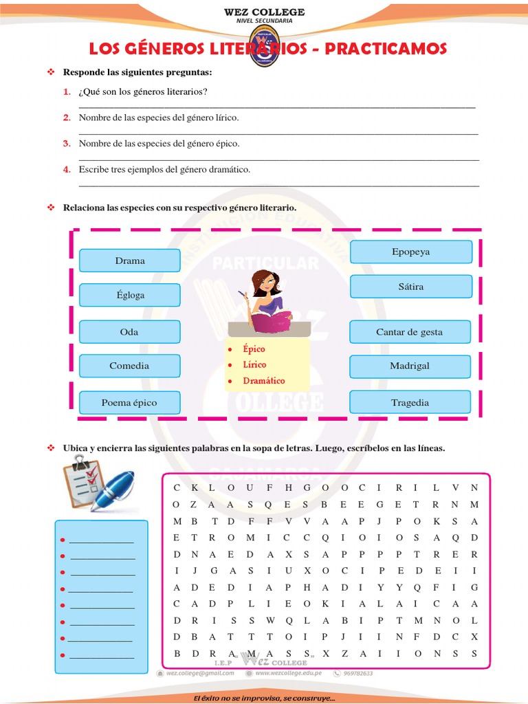 Géneros Literarios - Práctica | Descargar gratis PDF | Estética | Las artes