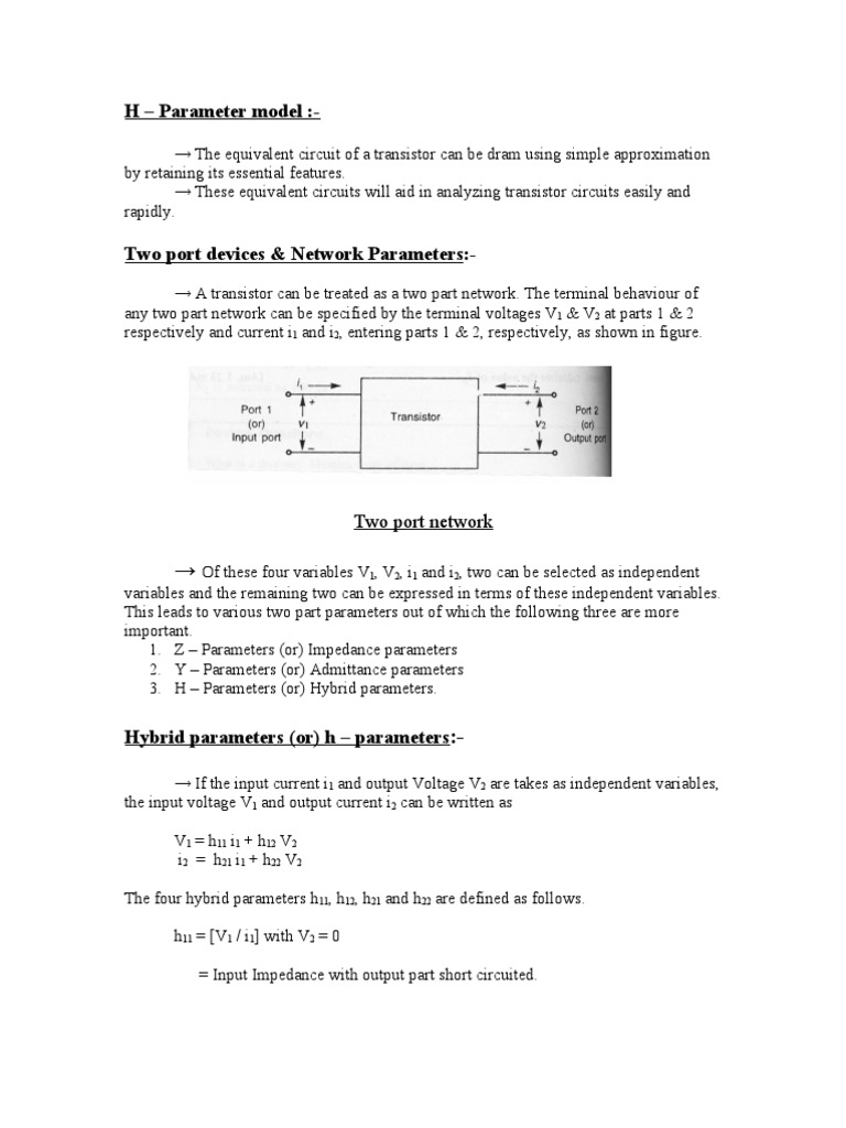 Evaluation of h Parameters | Computer Engineering | Electrical Engineering